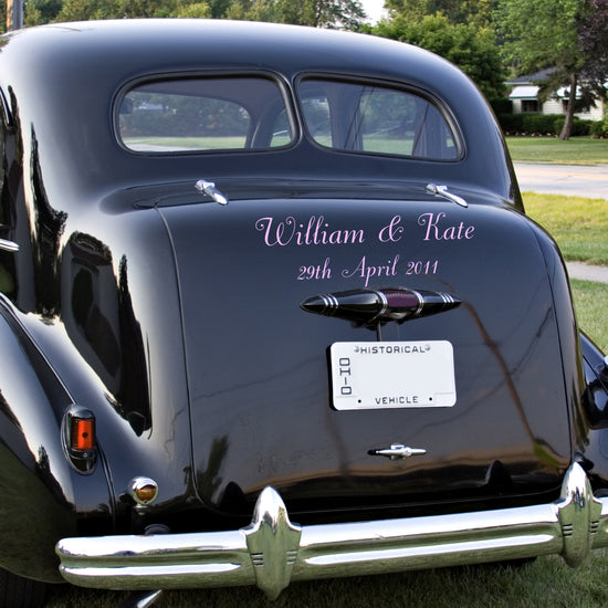 Personalised Wedding Vehicle Sticker Decals – Nutmeg Studio