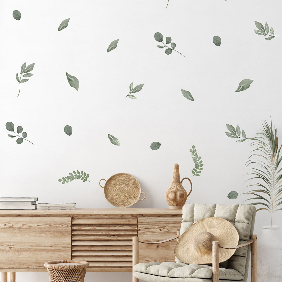 Rustic leaves wall stickers – Nutmeg Studio